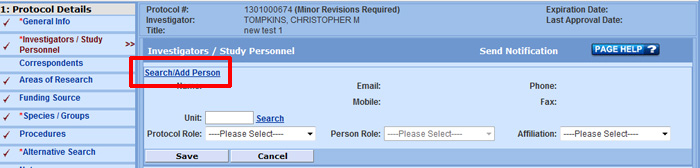 IACUC Add Investigators - Sponsored Program Services - Coeus - Purdue University