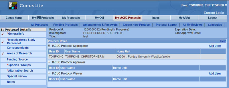 IACUC Access Permissions - Sponsored Program Services - Coeus - Purdue University