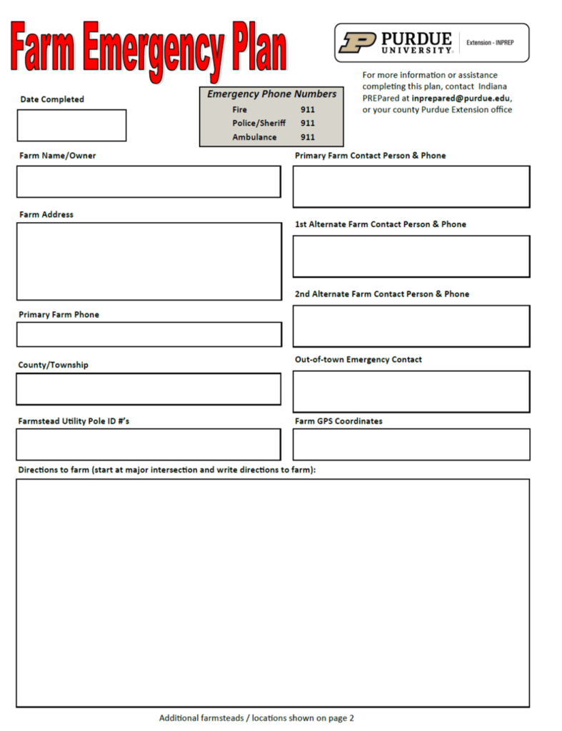 Farm Emergency Plans – INPREP- INdiana PREPared