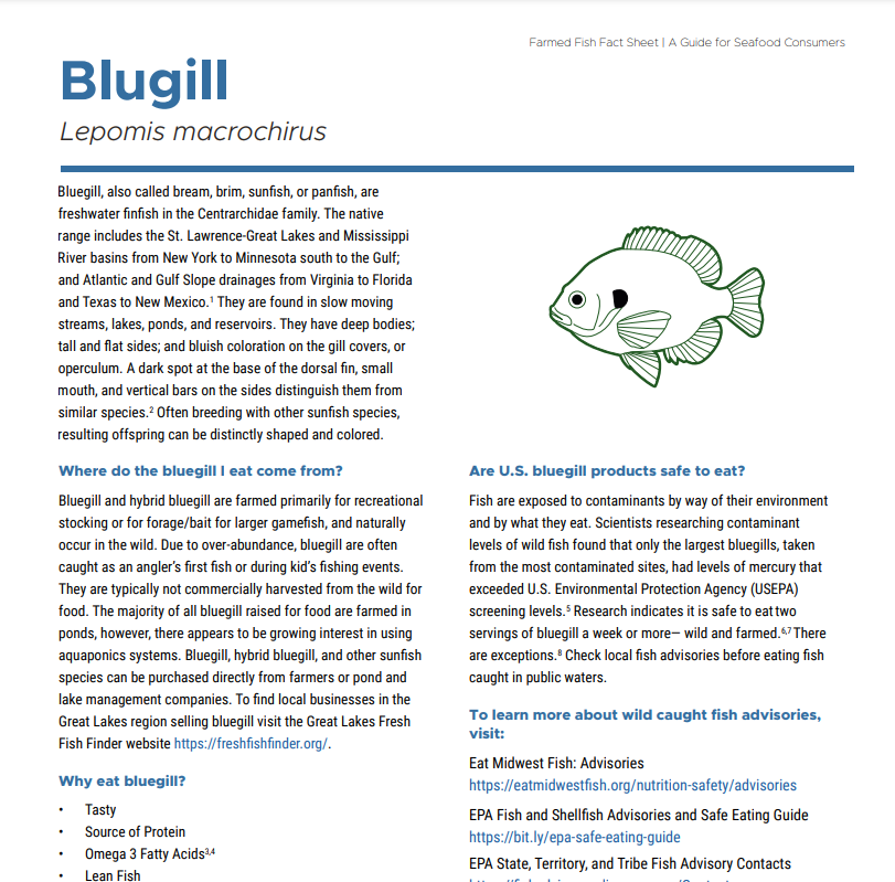 Publication- Bluegill Farmed Fish Fact Sheet