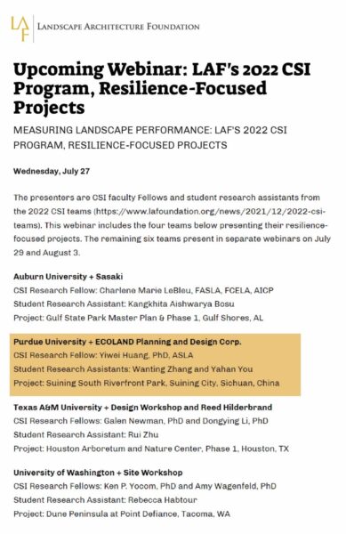 Yiwei Huang Presenting at Landscape Architecture Foundation’s Public ...