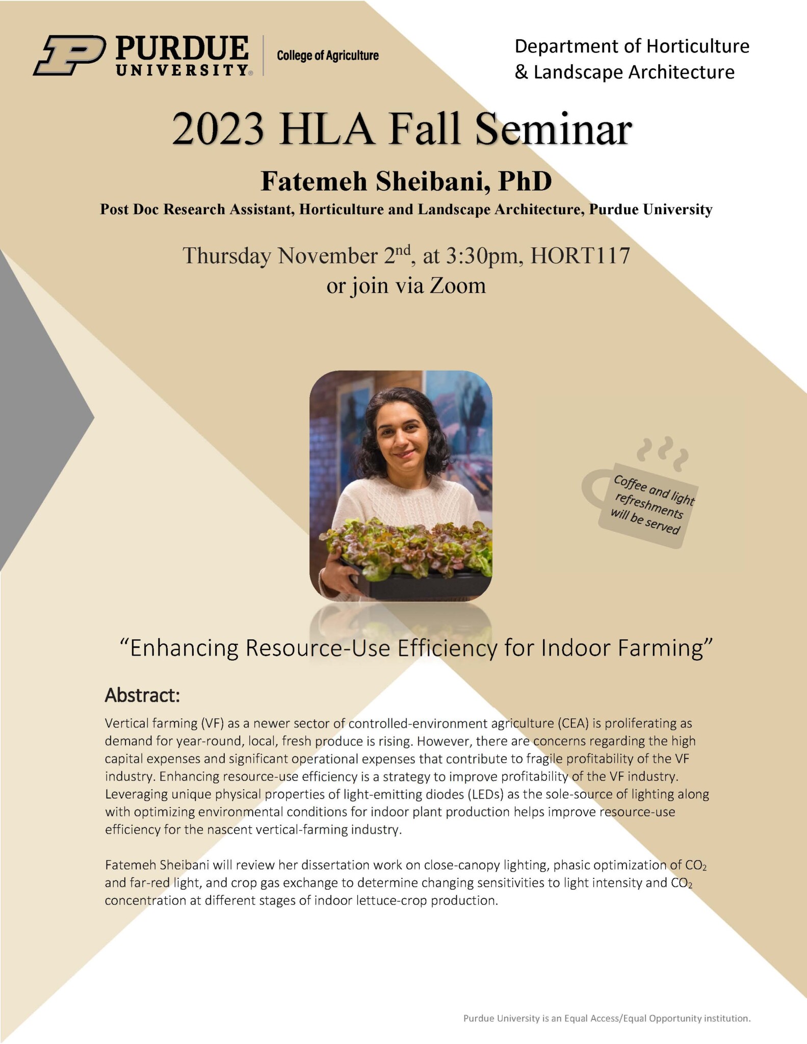2023 HLA Fall Seminar: Fatemeh Sheibani, Ph.D. | Purdue University HLA ...