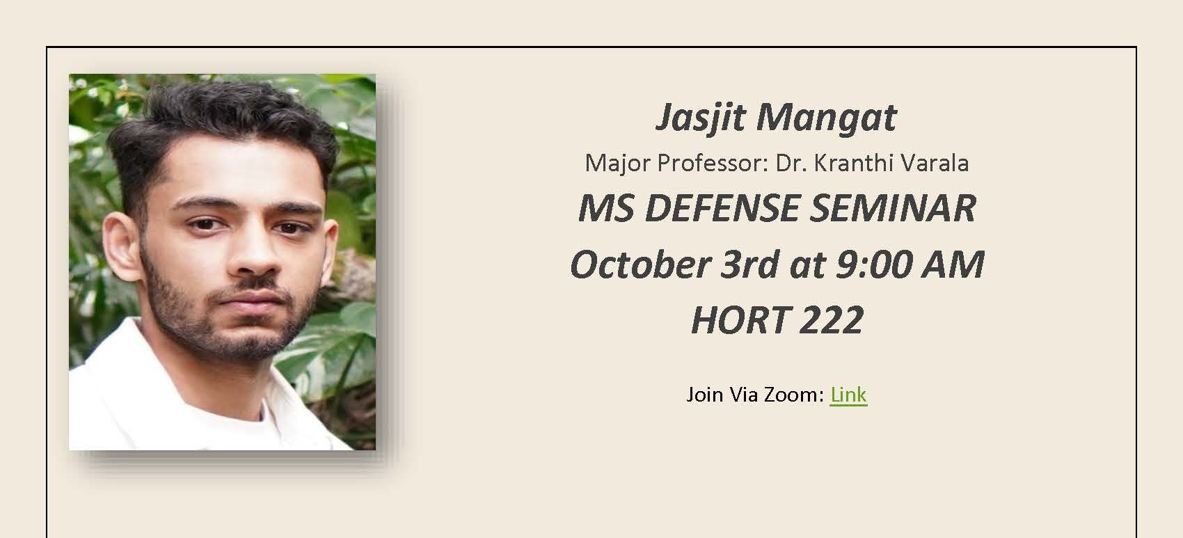 Jasjit Mangat Final Defense Seminar | Purdue University HLA Happenings