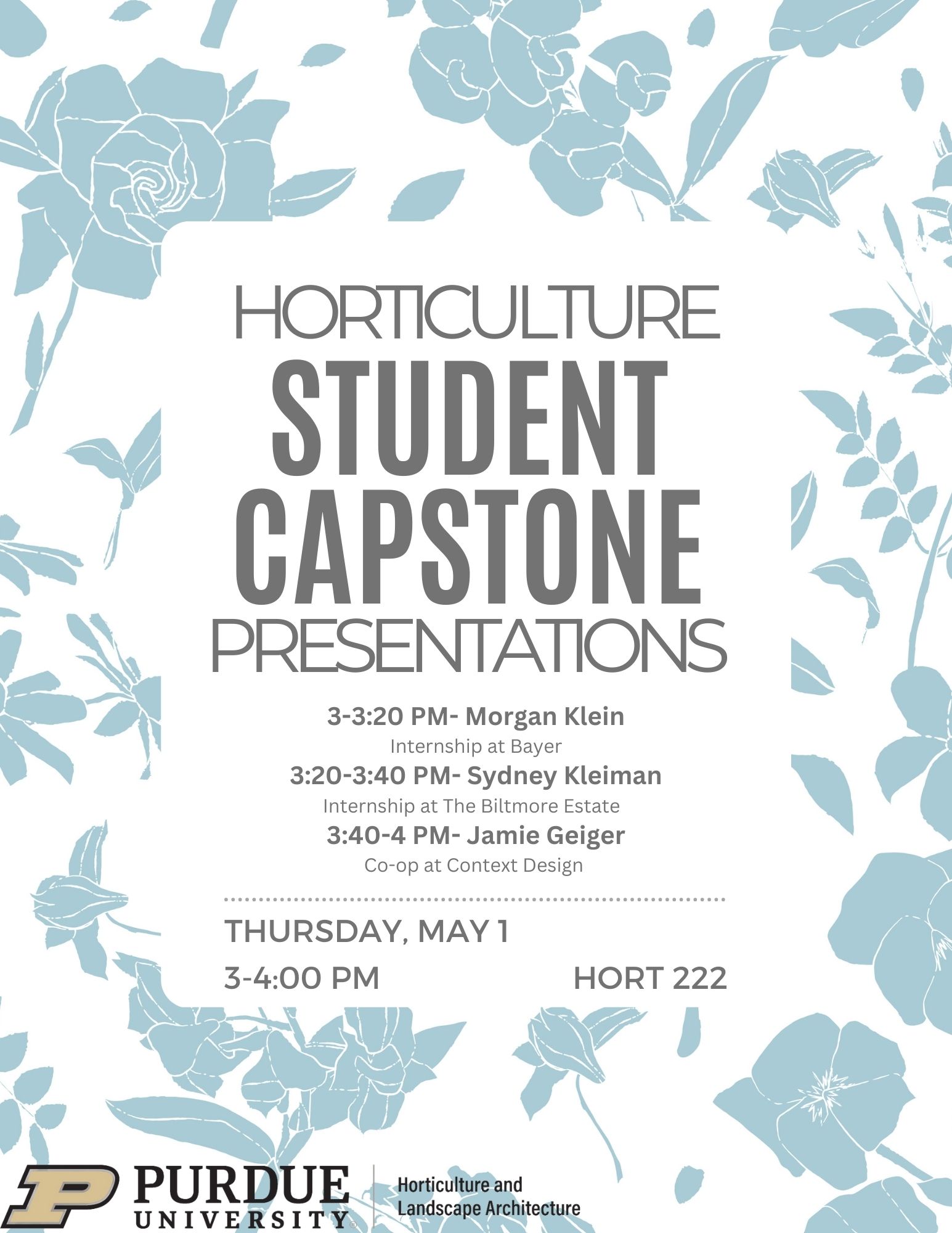 Horticulture Student Capstone Presentations | Purdue University HLA Happenings