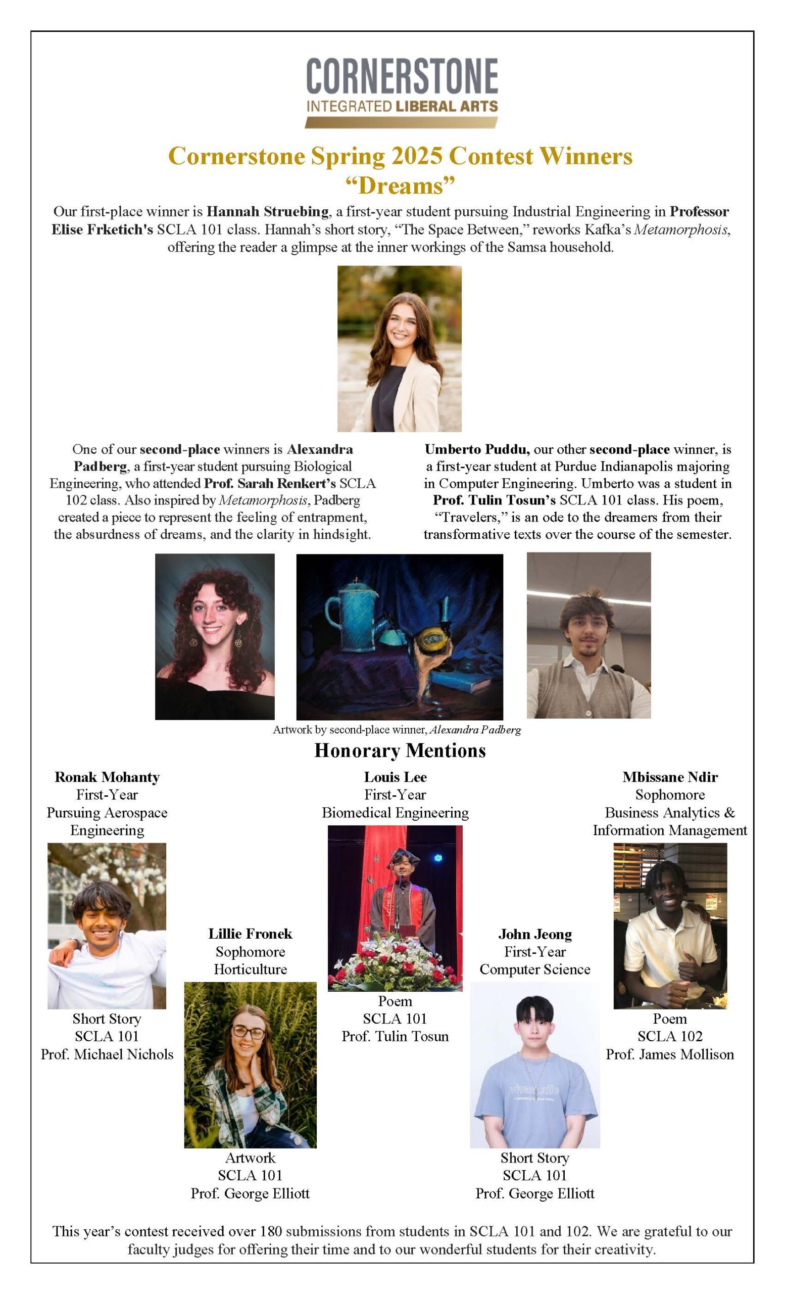 Lillie Fronek Wins Honorable Mention in Spring 2025 Cornerstone Contest ...