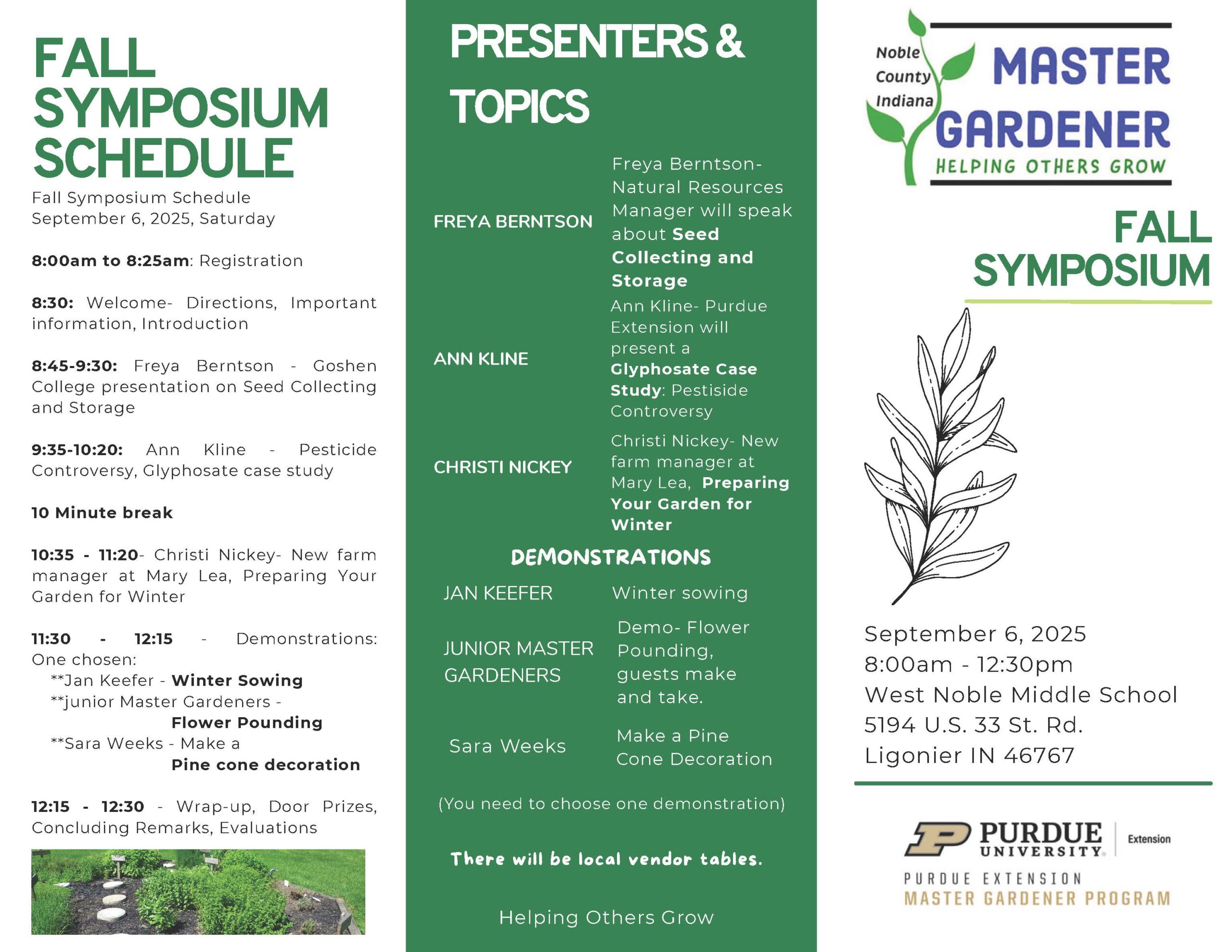 Noble County Master Gardeners Fall Symposium | Purdue University Extension Master Gardener Program