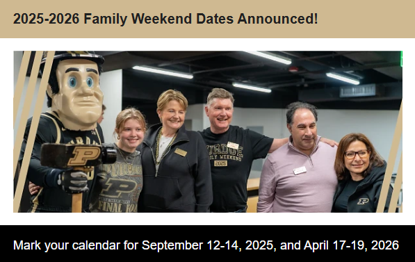 Fall Family Weekend - Parent & Family Connections - Purdue University
