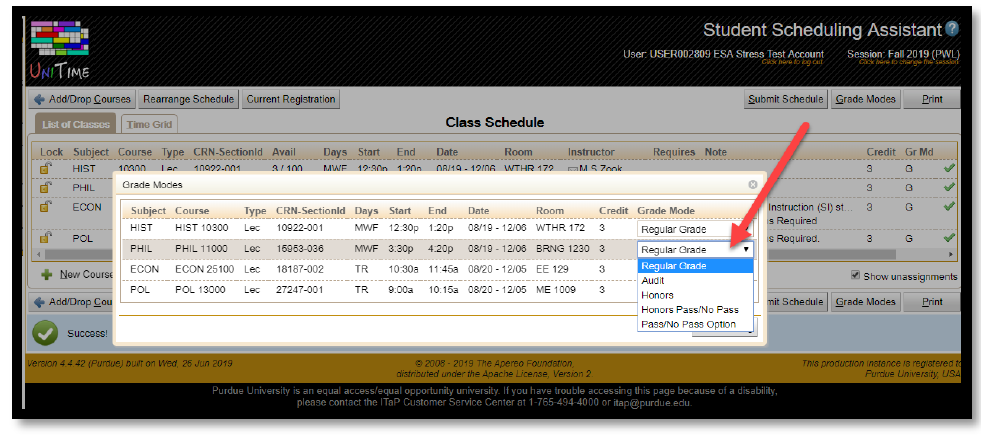 Grade Mode Changes - Office of the Registrar - Purdue University