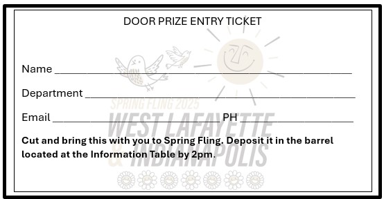 Door Prize Entry Form - SPRING FLING 2025 - Purdue University