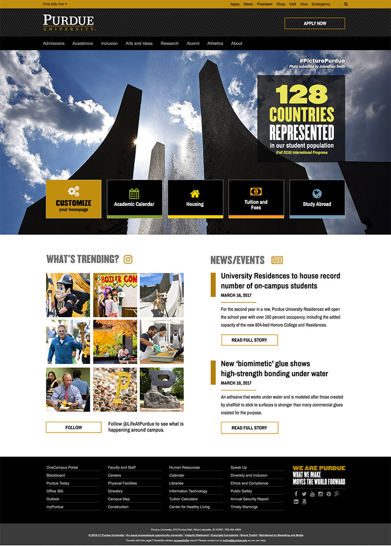 Revamped Purdue home page includes new tile layout and photo banner ...